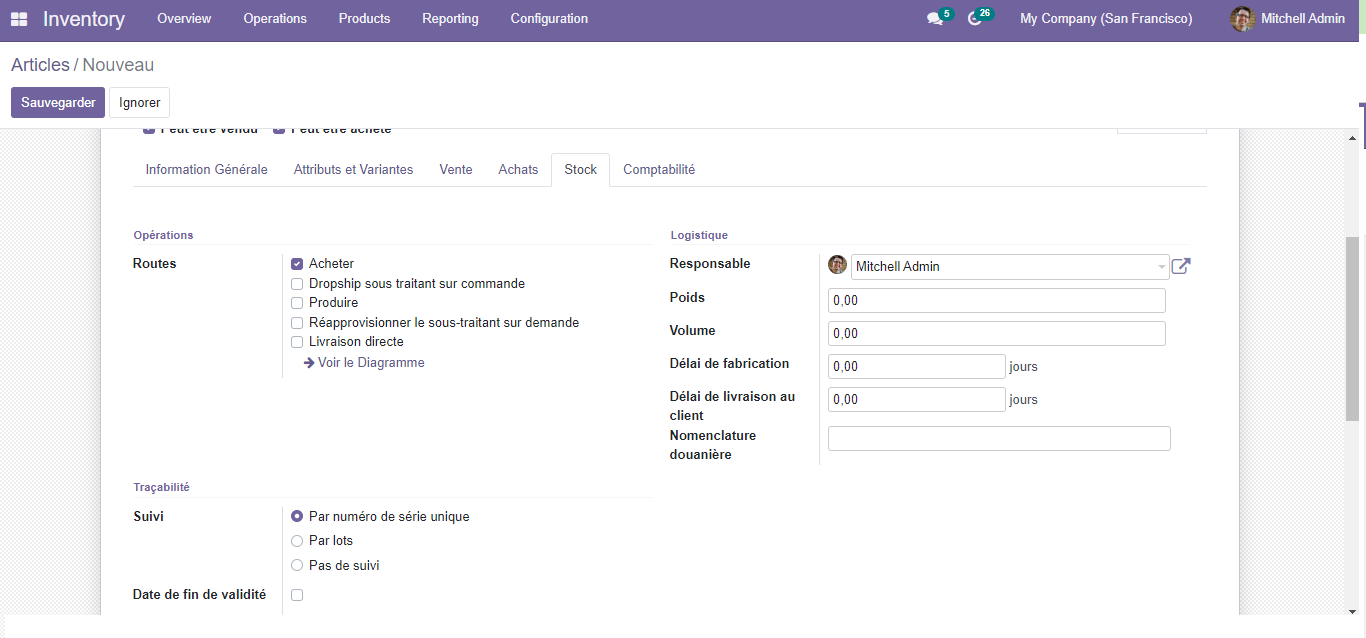 Traçabalité des produits (Lots et Numéros de Séries unique)